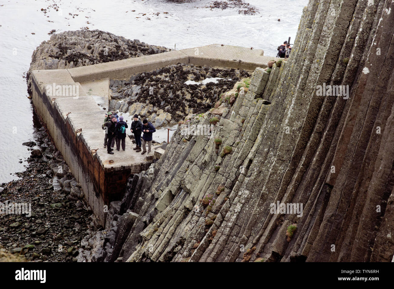 Landing jetty on Isle of Staffa for Fingal's Cave, one of the Inner ...