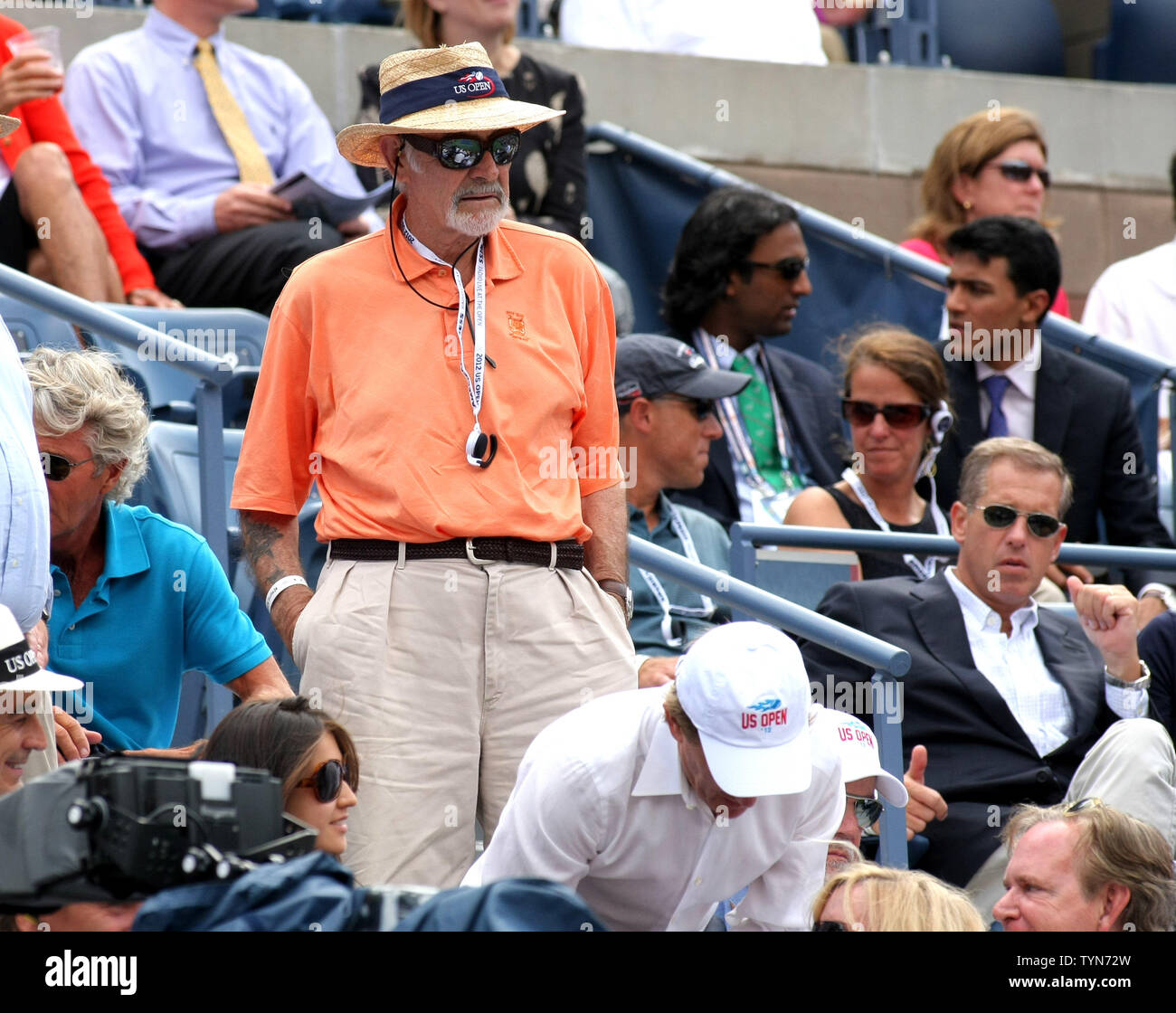 Sean Connery attends the men's semifinals match at the U.S. Open held ...