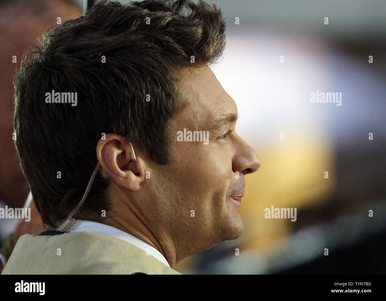 Ryan Seacrest stands on the stage before Pink performs on the NBC Today ...