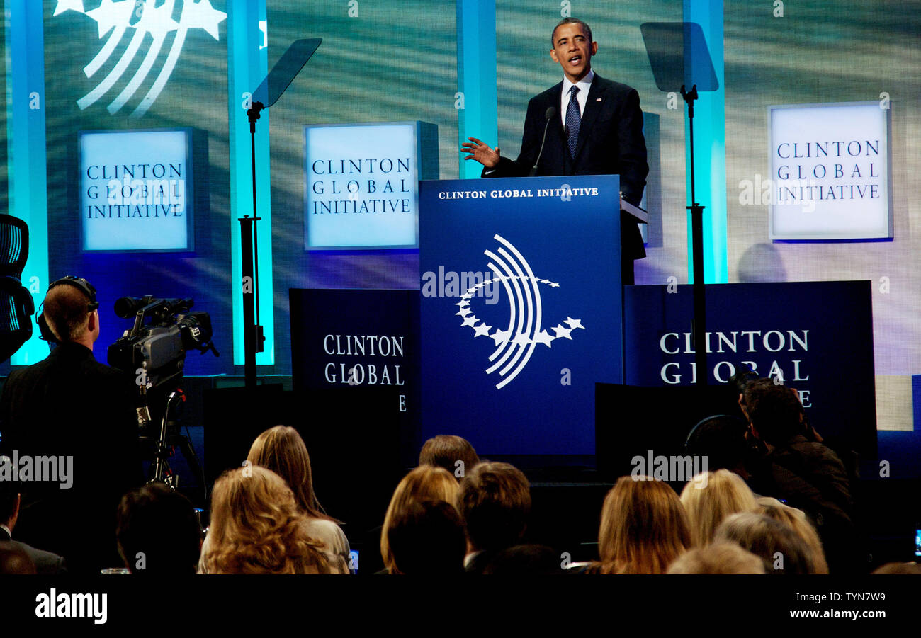 President Barack Obama addresses the 2012 Clinton Global Initiative ...
