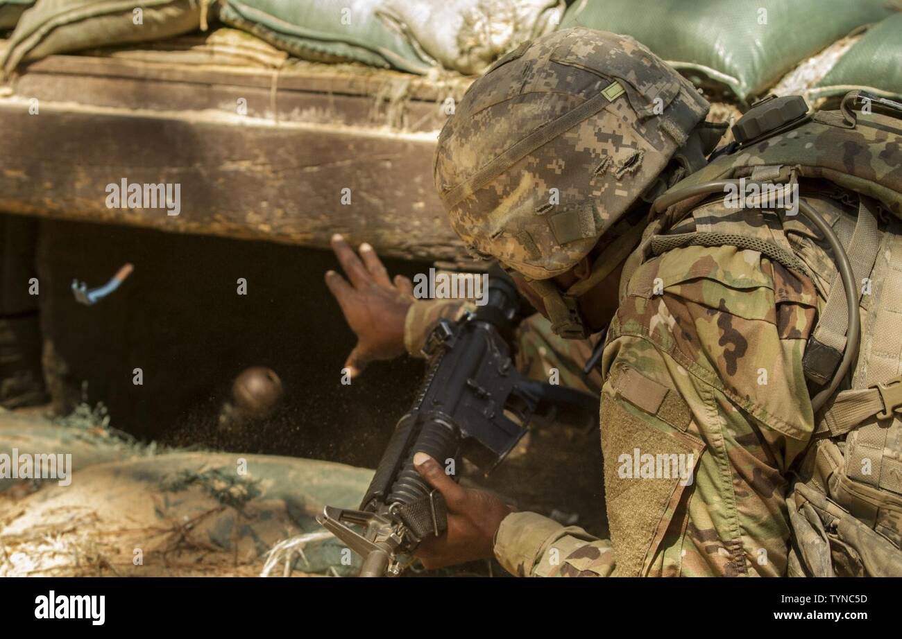 Pvt. Rolando Swaby, an Army Reserve Soldier in basic combat training with Company A, 1st ...