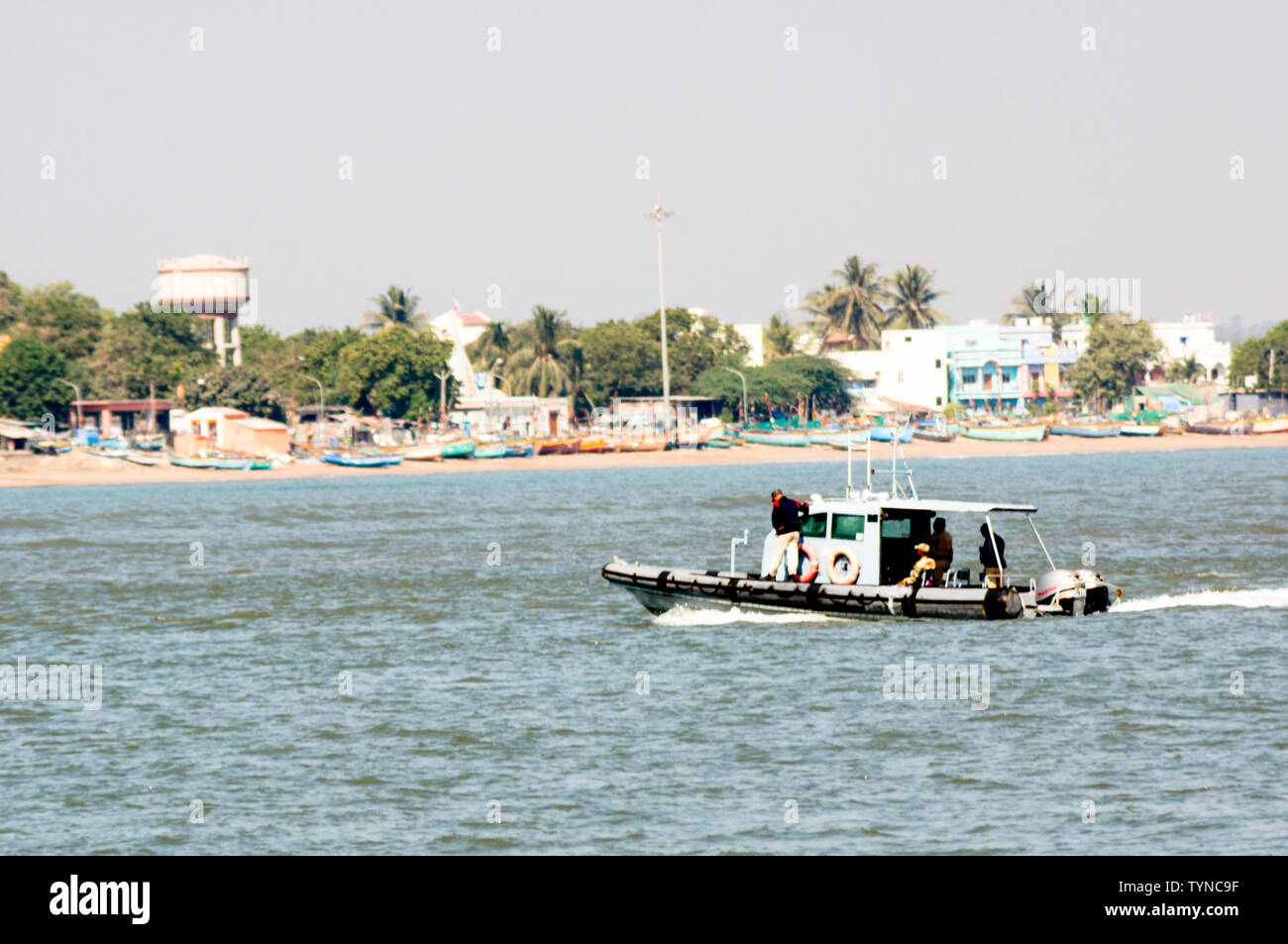 Diu, Daman, Gujarat, India - Circa 2019: Colorful open boat sailing in ...