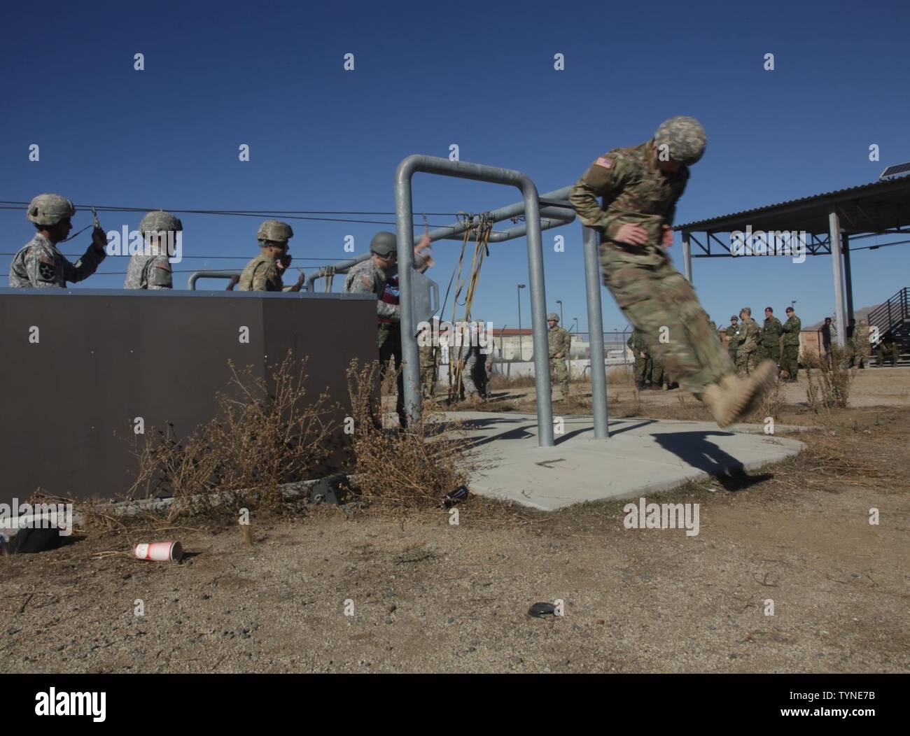 U.S. Army Soldiers perform aircraft drill refresher training given by ...