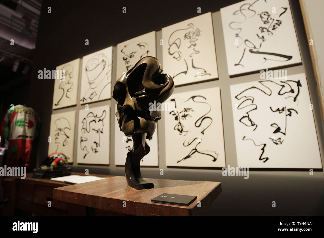 A piece entitled "Bust" is on display along with other work of art by ...