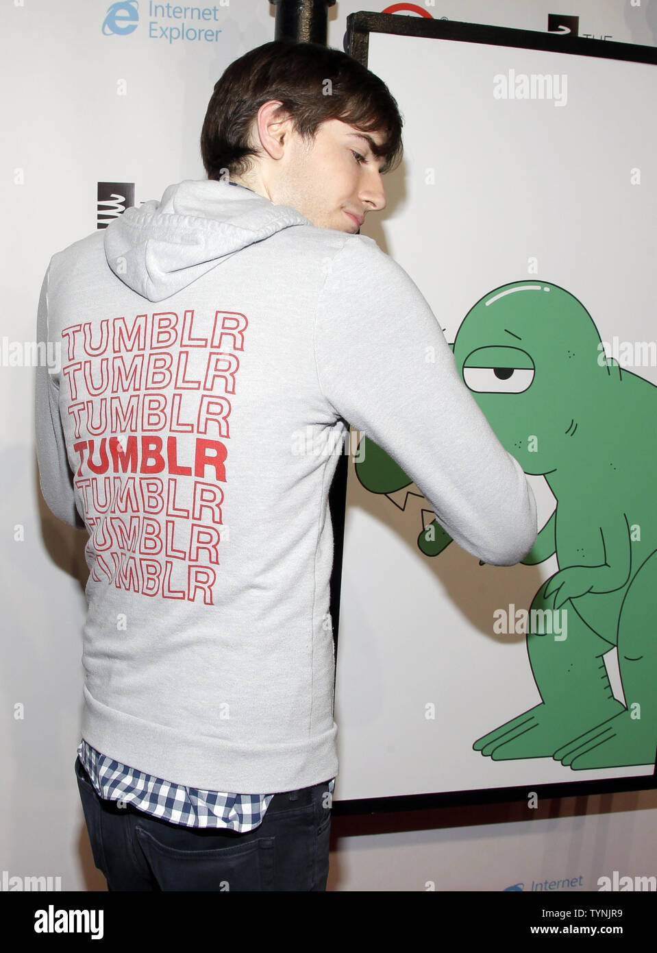 Tumblr CEO David Karp arrives on the red carpet the 17th Annual Webby ...