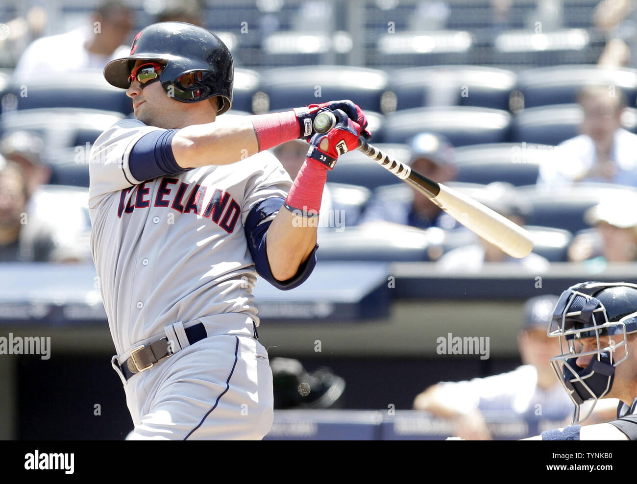 Cleveland Indians Nick Swisher takes a swing in the first inning ...
