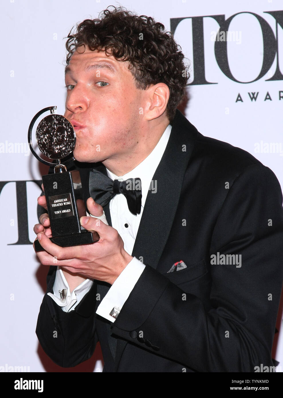 Gabriel Ebert arrives in the press room with his Tony Award at the 67th ...
