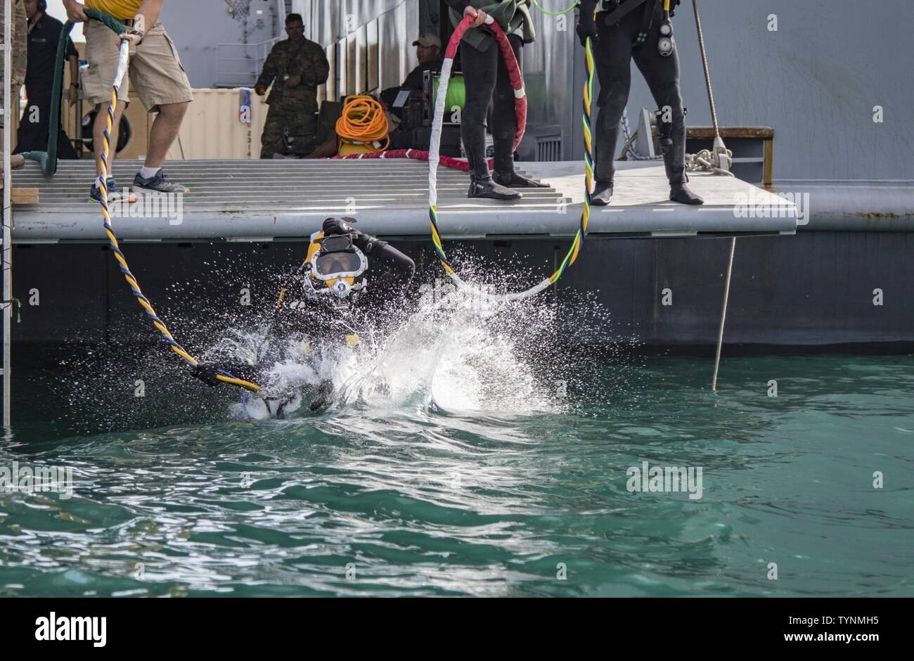 A U.S. Army engineer diver with the 511th Engineer Dive Detachment from ...