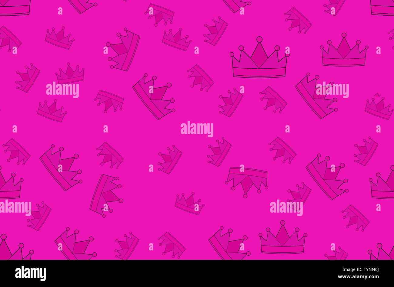 Pink seamless pattern with crowns for girls interior design or wrapping ...