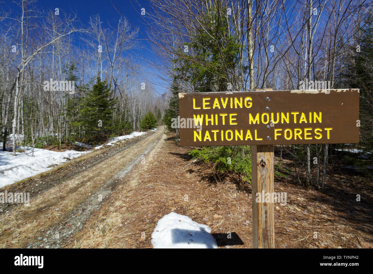 Leaving the White Mountain National Forest sign in Bethlehem, New ...