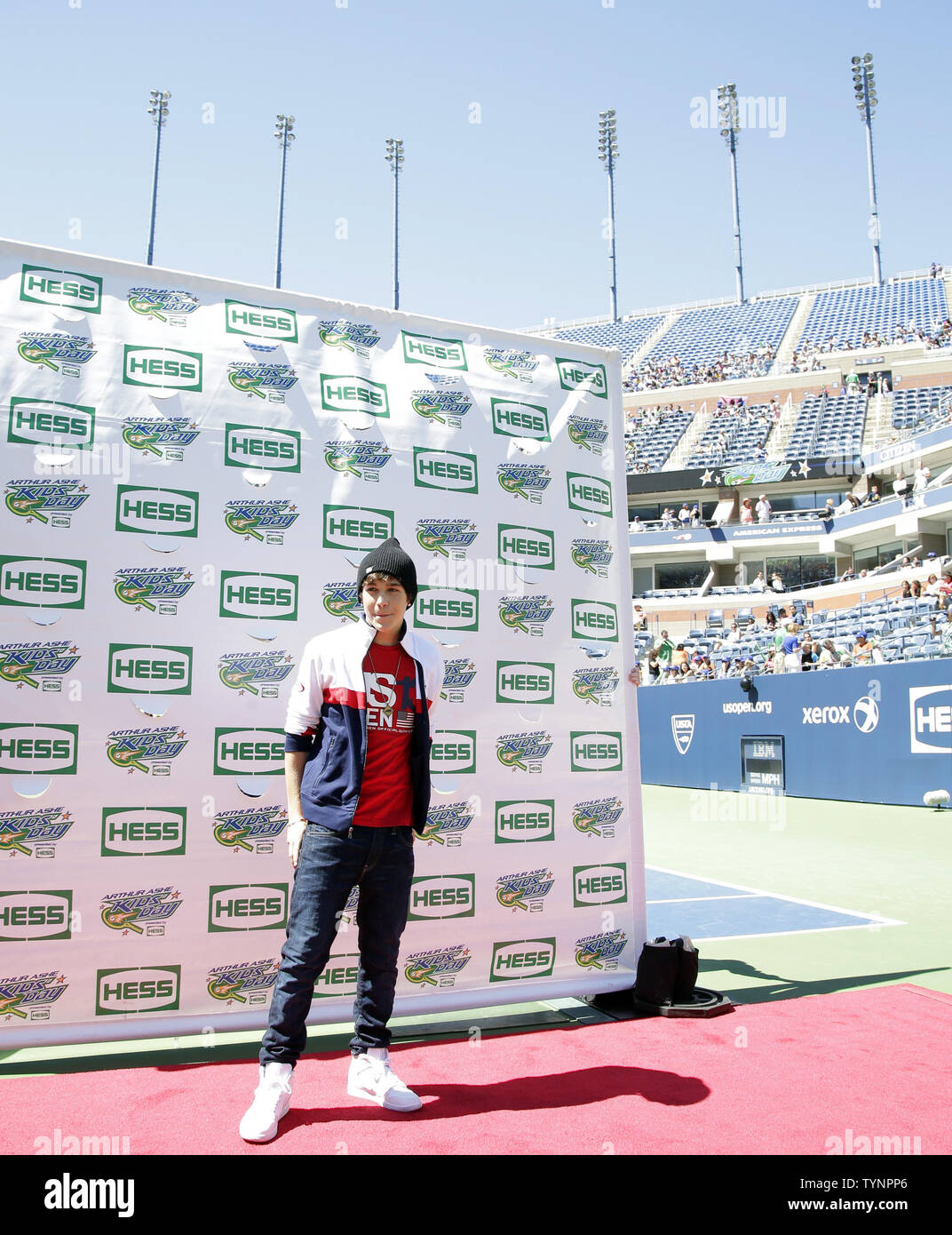 Austin Mahone arrives in Arthur Ashe Stadium for Arthur Ashe Kids Day ...