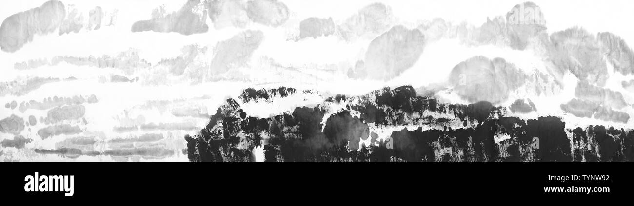 Abstract landscape ink background Stock Photo - Alamy
