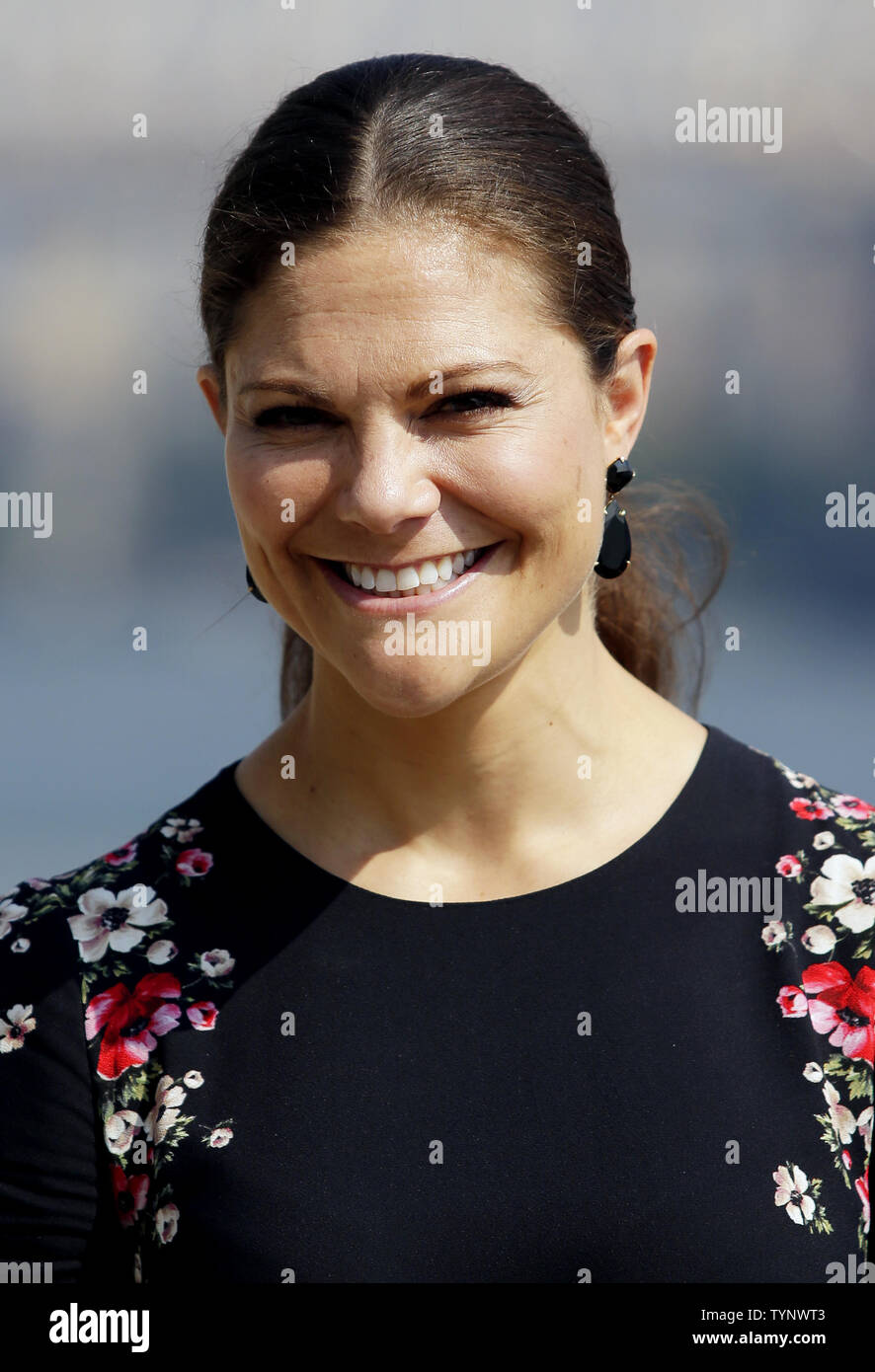 Crown Princess Victoria of Sweden stands outside of the United Nations ...