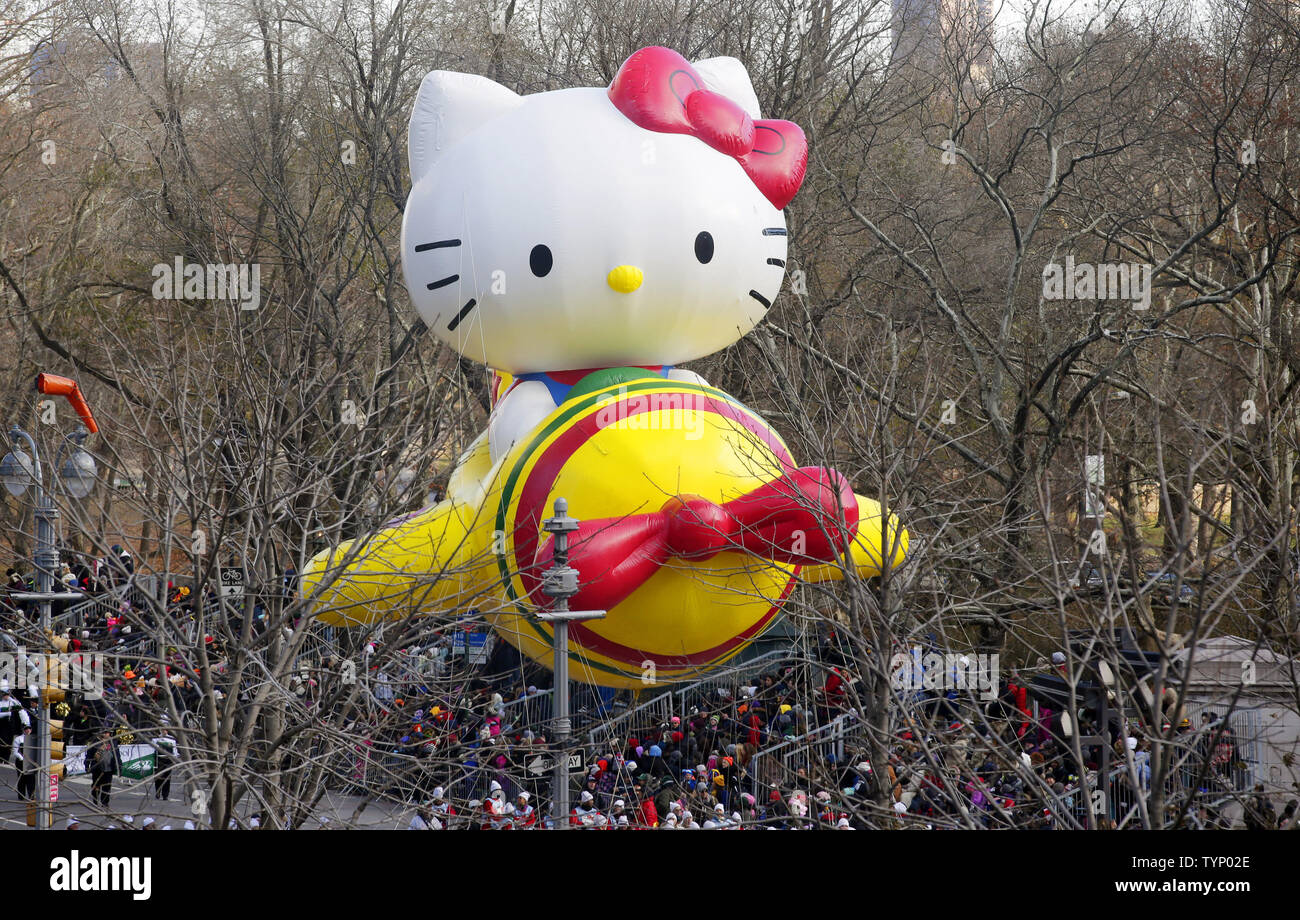 The Hello Kitty Balloon floats down the parade route at the Macy's 87th ...