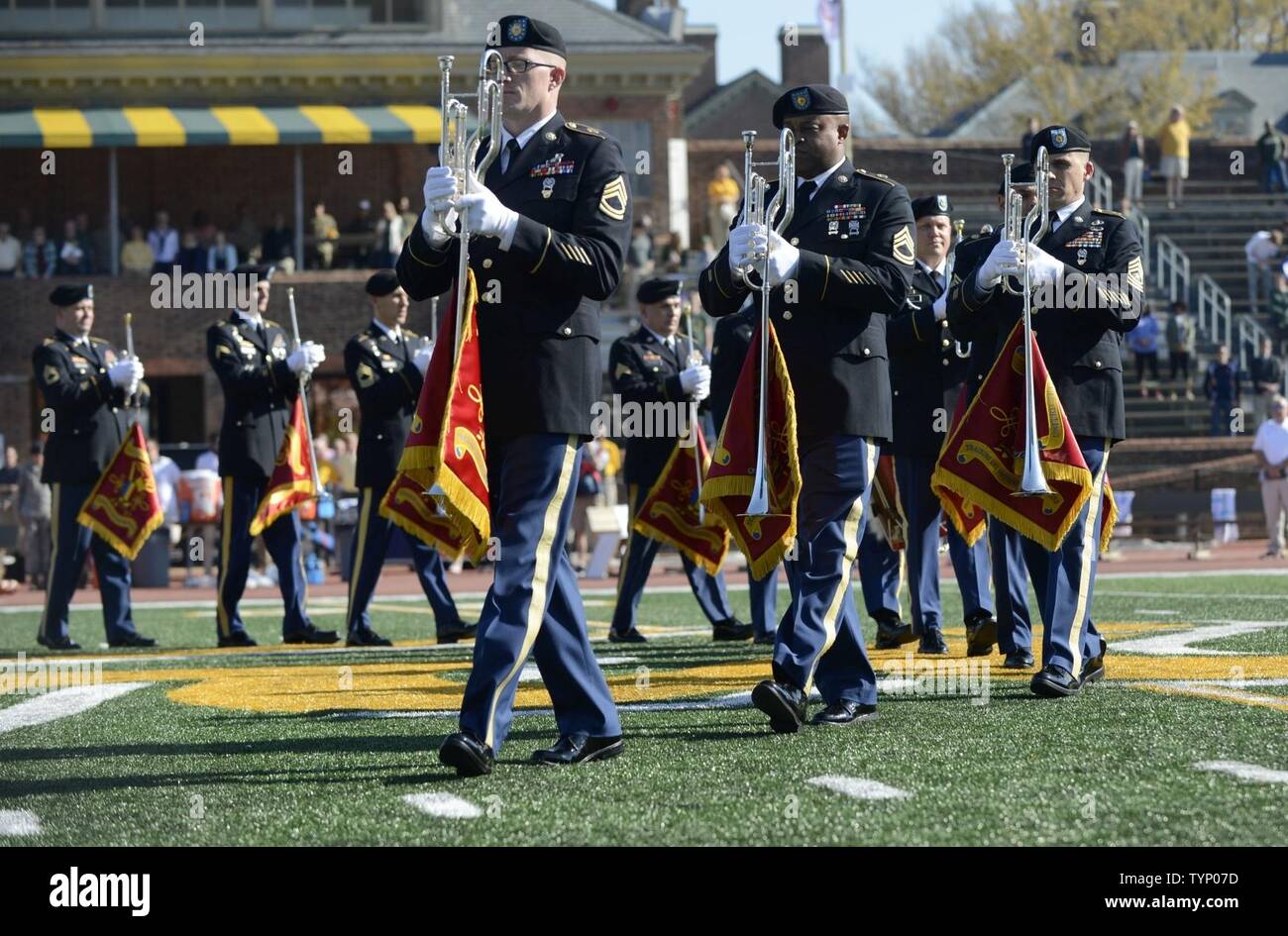 U.S. Army Training and Doctrine Command Band Herald Trumpets march into ...