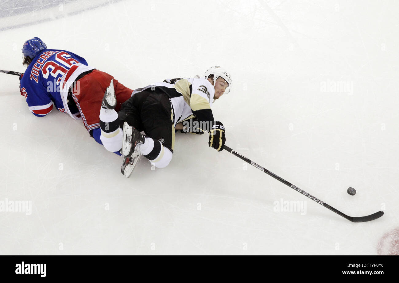 New York Rangers Mats Zuccarello and Pittsburgh Penguins Zach Sill fall ...