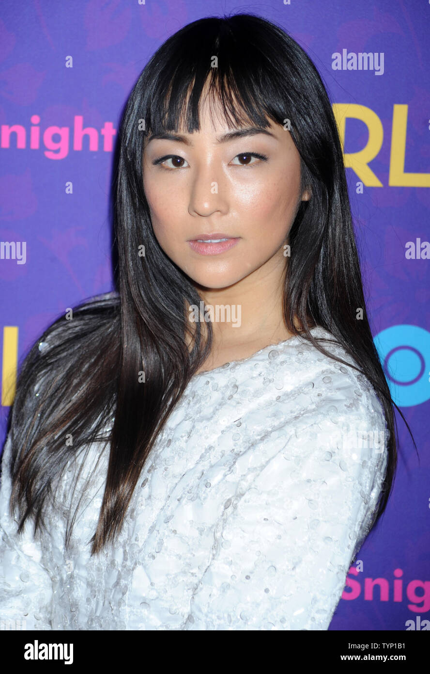 Greta Lee arrives on the red carpet at the HBO season three premiere of ...