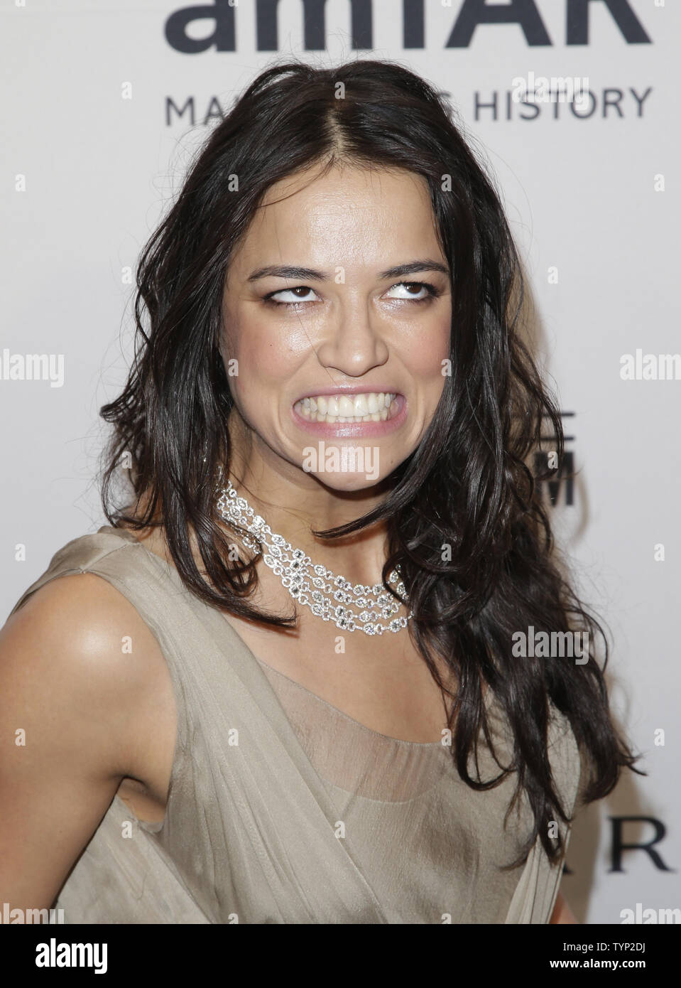 Michelle Rodriguez arrives on the red carpet at the amfAR New York Gala ...