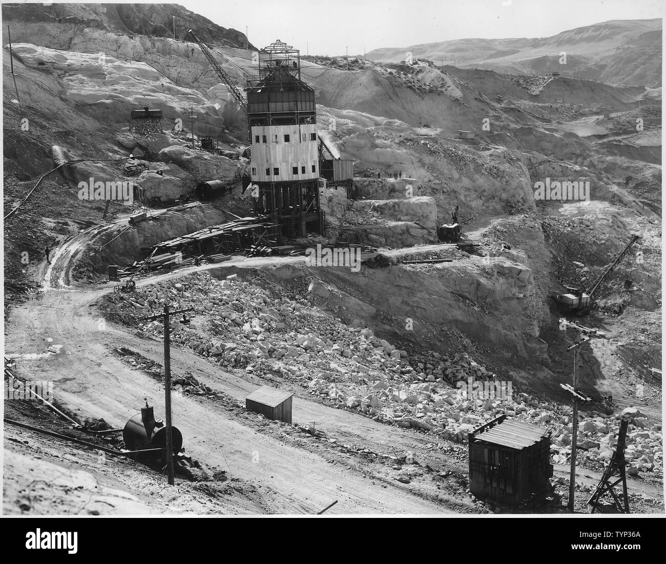 View showing excavation in rock above elevation 900 on the east ...