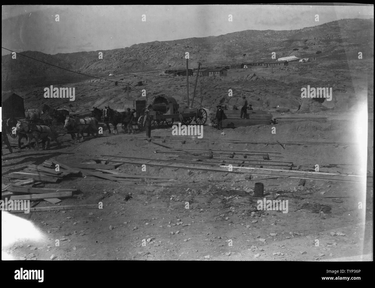 View showing hauling of balanced valves to the Pathfinder Dam.; Scope ...