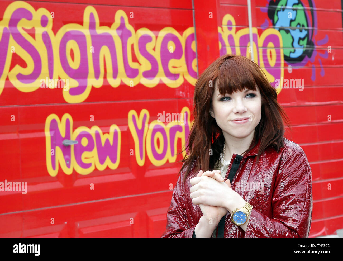 Carly Rae Jepsen waits to speak outside when she is honored by Ride of ...