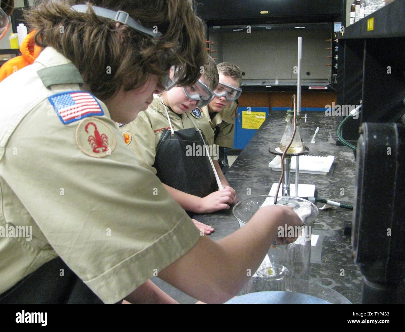 Scout Damien-Michael Jacques, of Troop 21, Putnam, Conn., conducts an ...