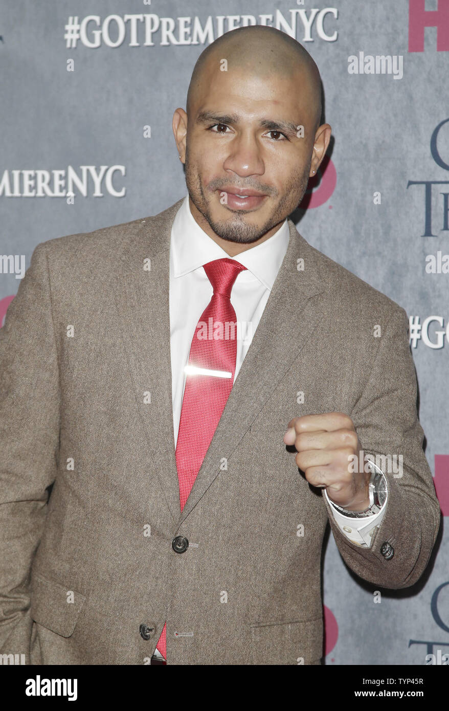 Miguel Cotto arrives on the red carpet at the Game Of Thrones Season 4 ...