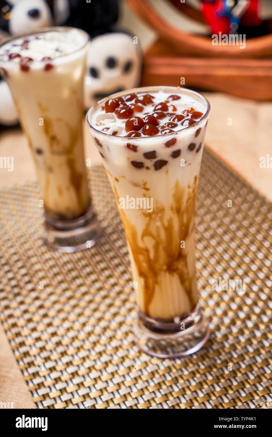 Red bean caramel milk tea Stock Photo - Alamy