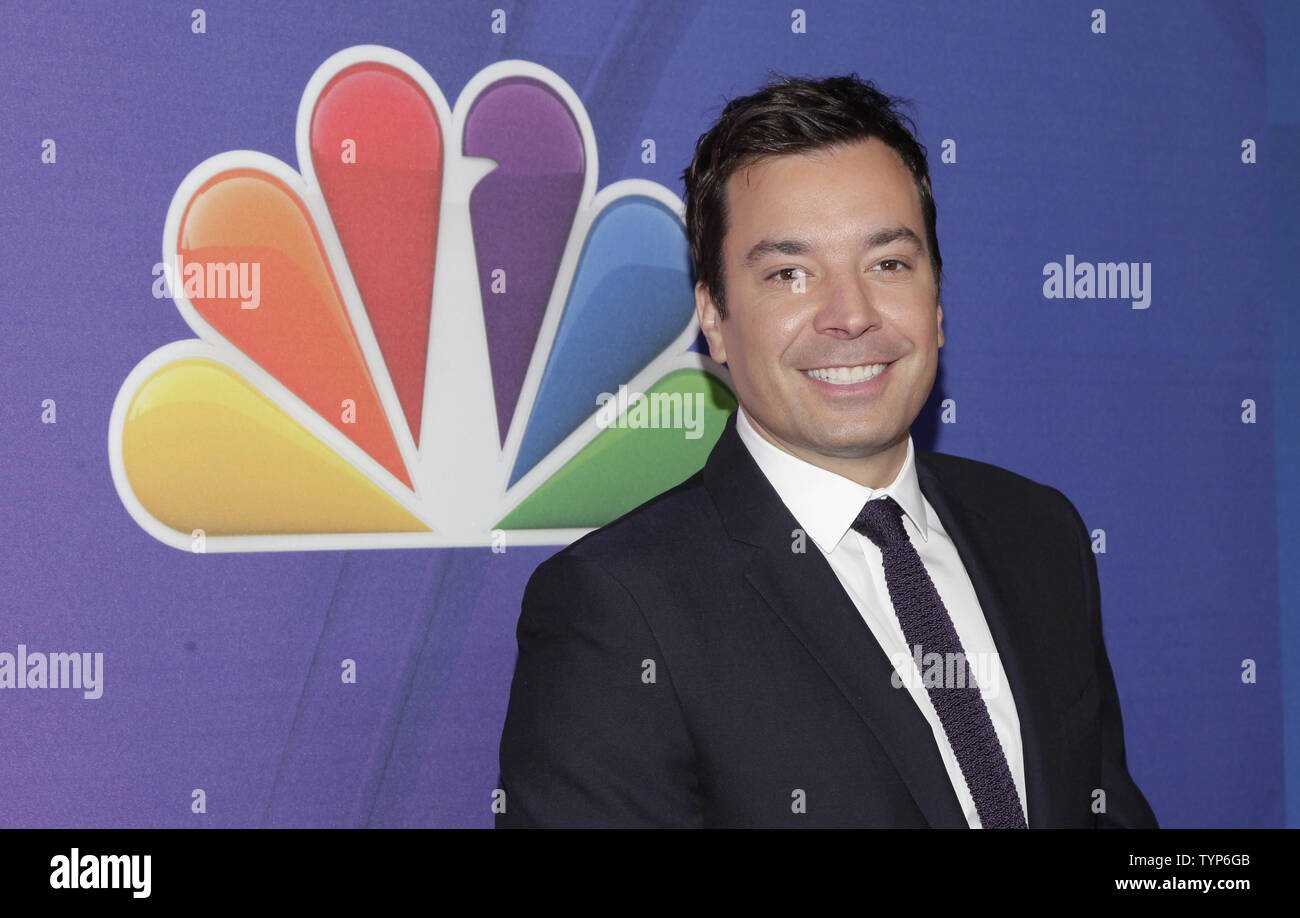 Jimmy Fallon arrives on the red carpet at NBC's Upfront Presentation at ...