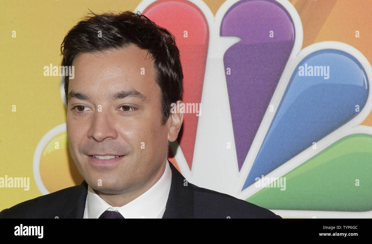 Jimmy Fallon arrives on the red carpet at NBC's Upfront Presentation at ...