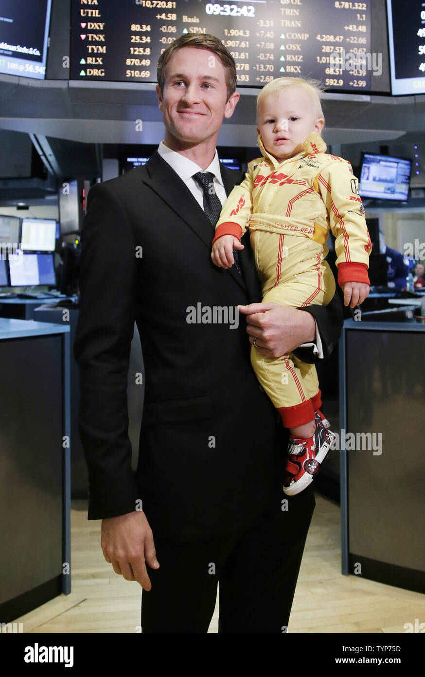 Indianapolis 500 winner Ryan Hunter-Reay stands on the trading floor ...
