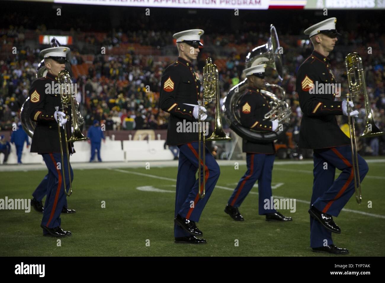 The Quantico Marine Corps Band performs at Fedex Field, Landover, Md ...