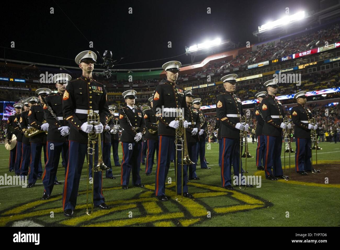 The Quantico Marine Corps Band performs at Fedex Field, Landover, Md ...