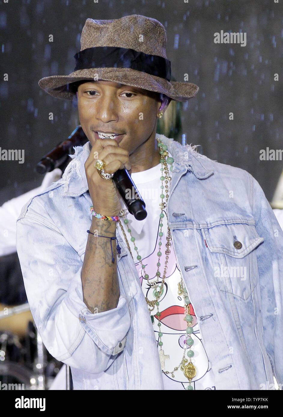 Pharrell Williams performs on the NBC Today Show at Rockefeller Center ...