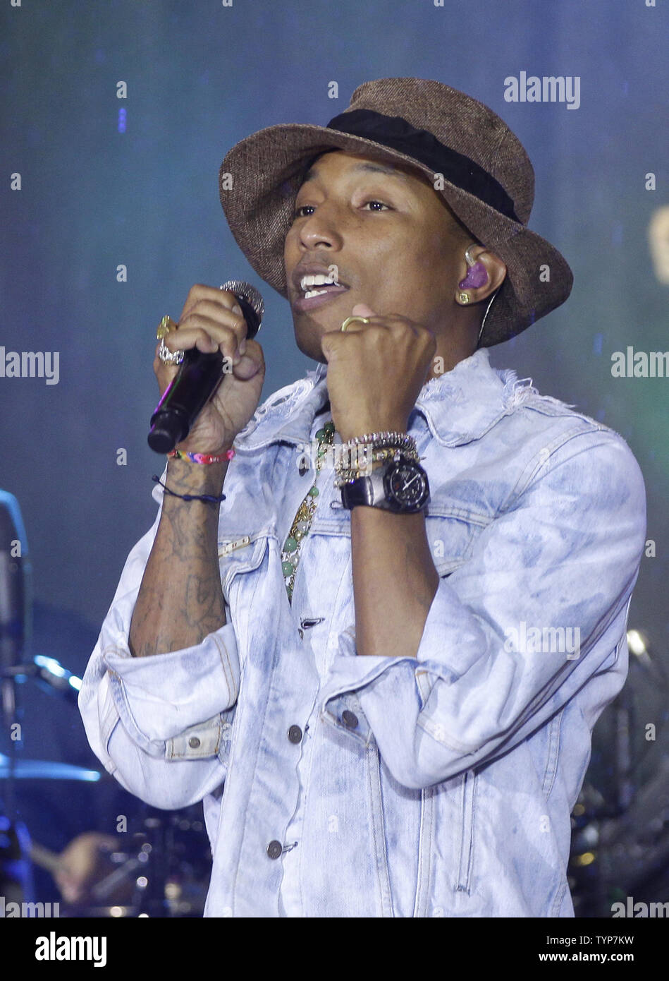 Pharrell Williams performs on the NBC Today Show at Rockefeller Center ...