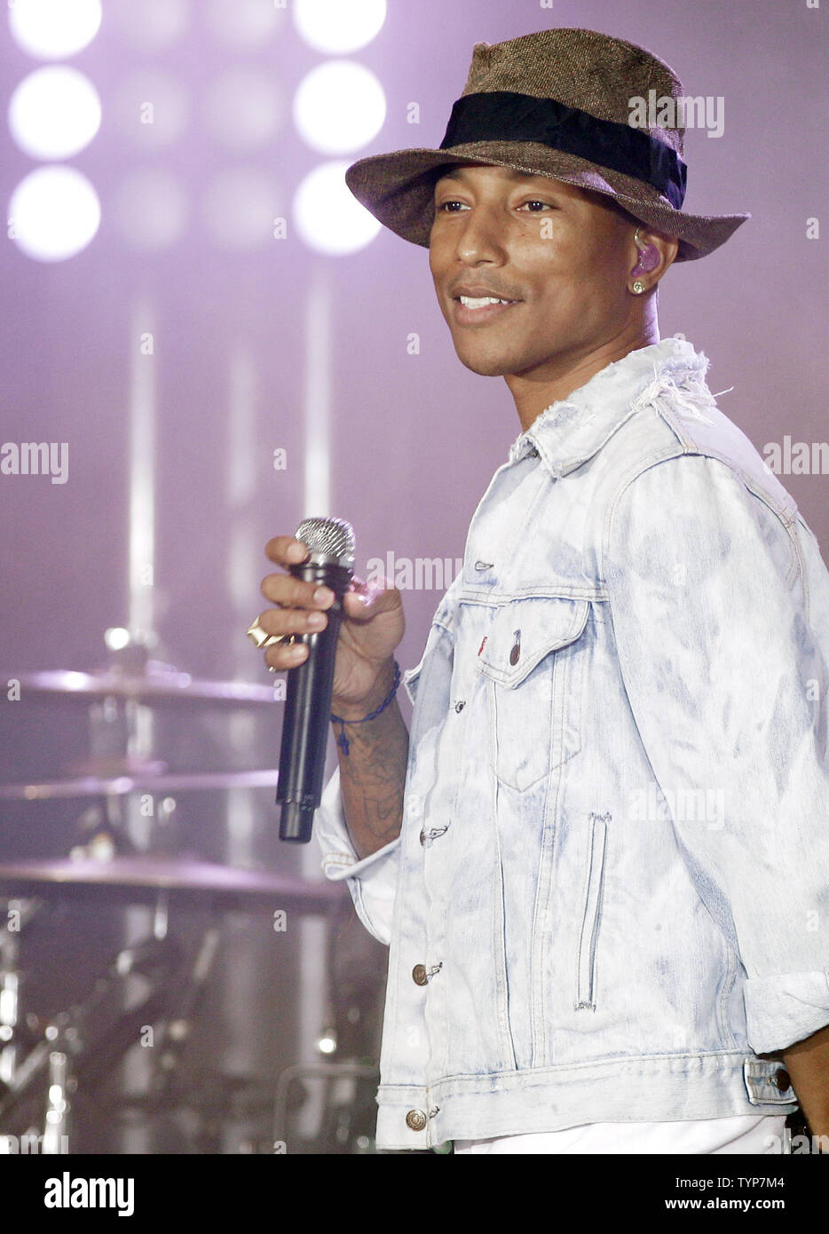 Pharrell Williams performs on the NBC Today Show at Rockefeller Center ...