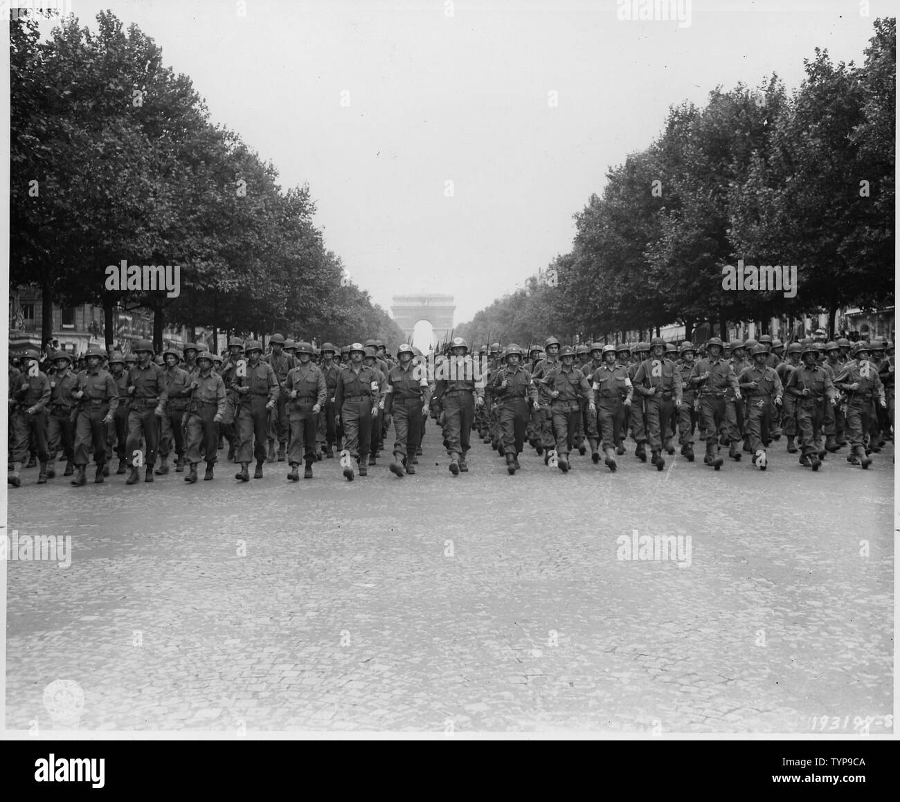 WWII: Europe: France; Paris; American Soldiers in the victory parade ...