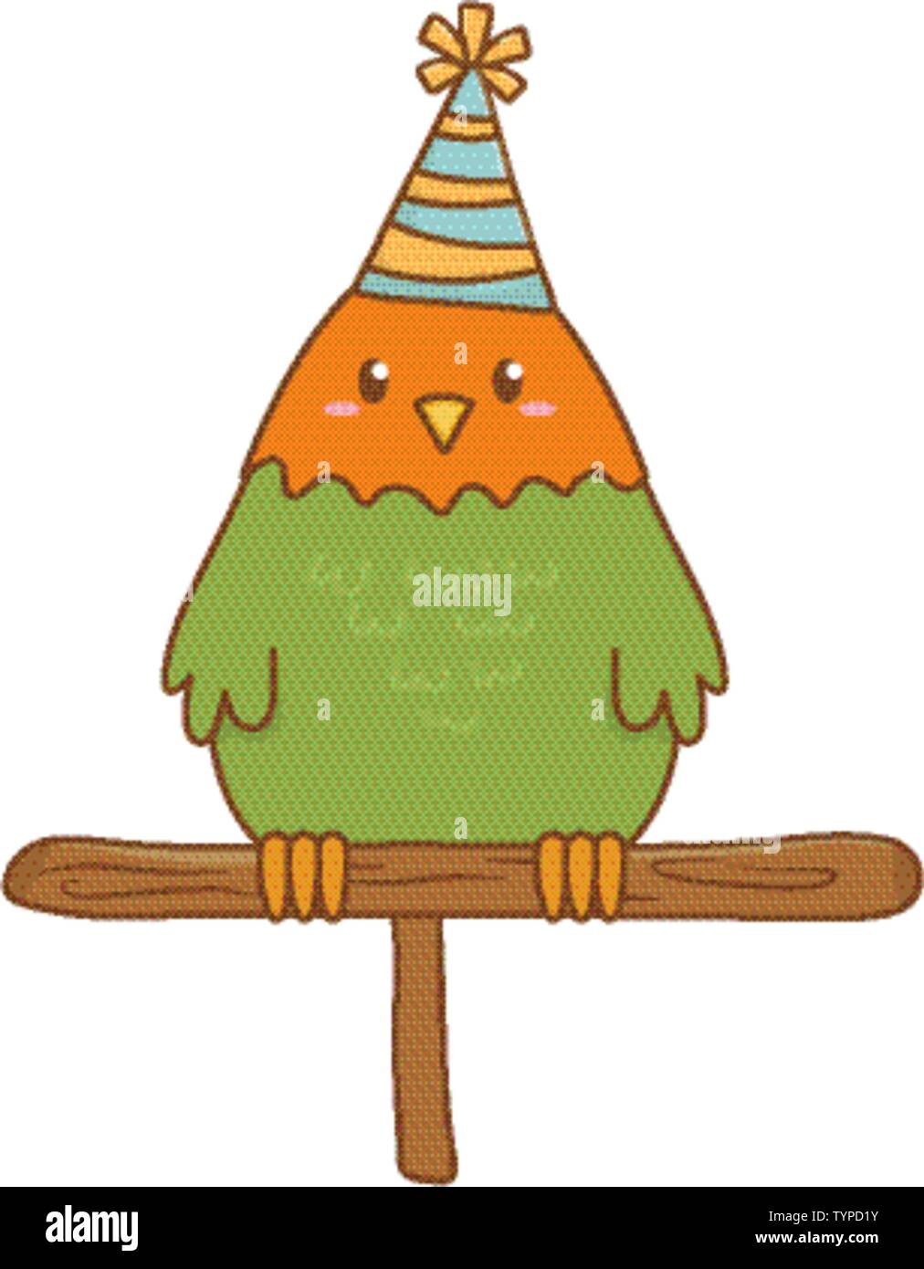 cute pet little animal bird birthday party concept cartoon vector ...