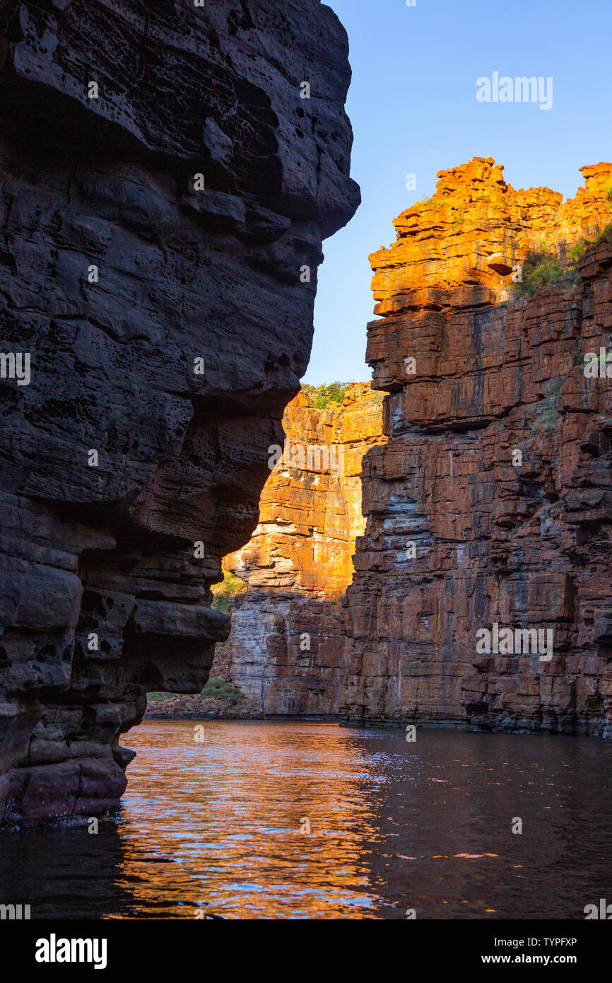 low angel view of King George River gorge in the Kimberleys in Western ...