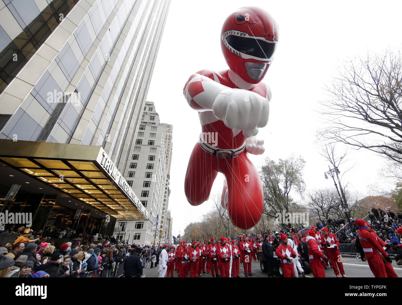 The giant Power Ranger balloon makes its way down the parade route at ...