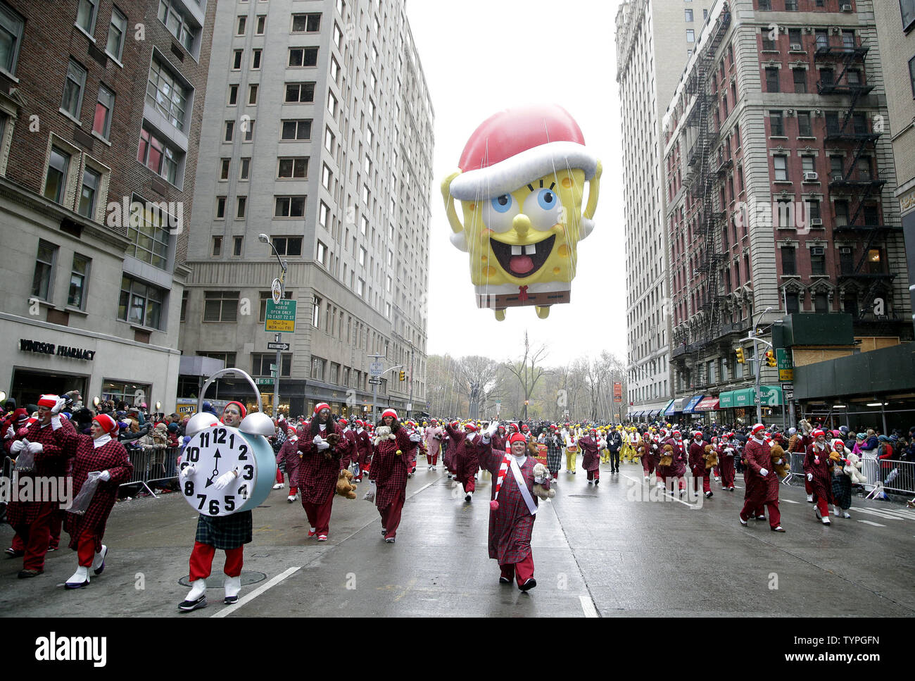 The SpongeBob Square Pants Balloon floats down the parade route at the ...