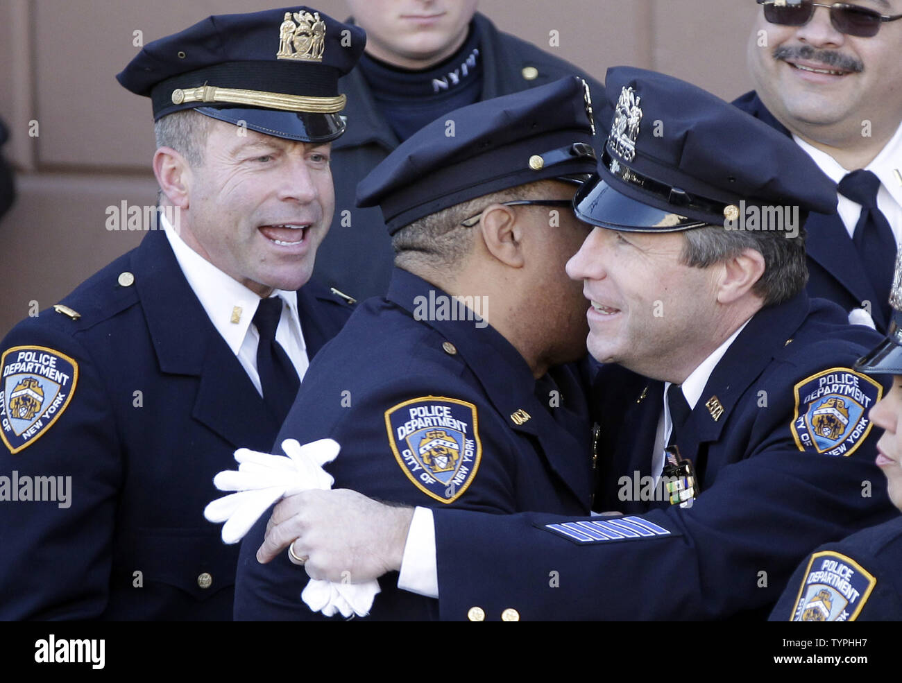 PBA President Patrick J. Lynch greets police officers outside of the ...