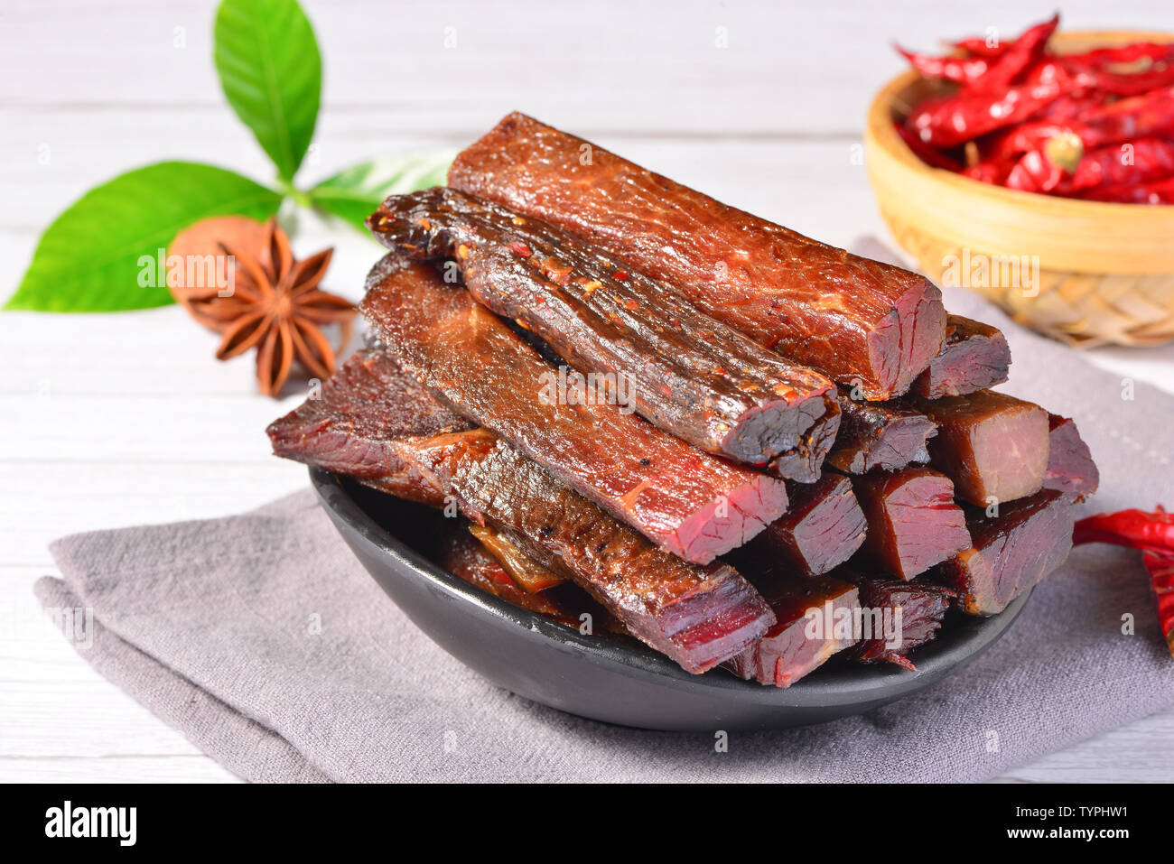 Air-dried hand-torn beef HD picture Stock Photo - Alamy