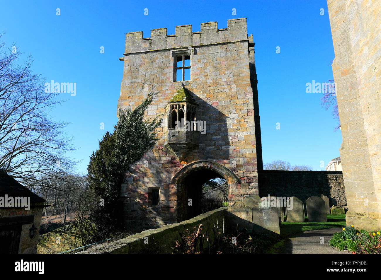 St Nicholas Church and the Marmion Tower, West Tanfield village, North ...