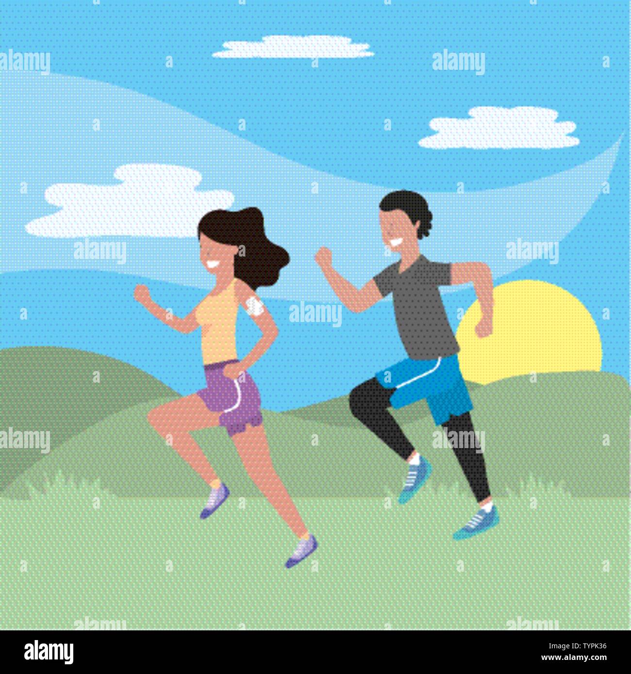 fitness exercise couple running workout healthy fit lifestyle outdoor ...