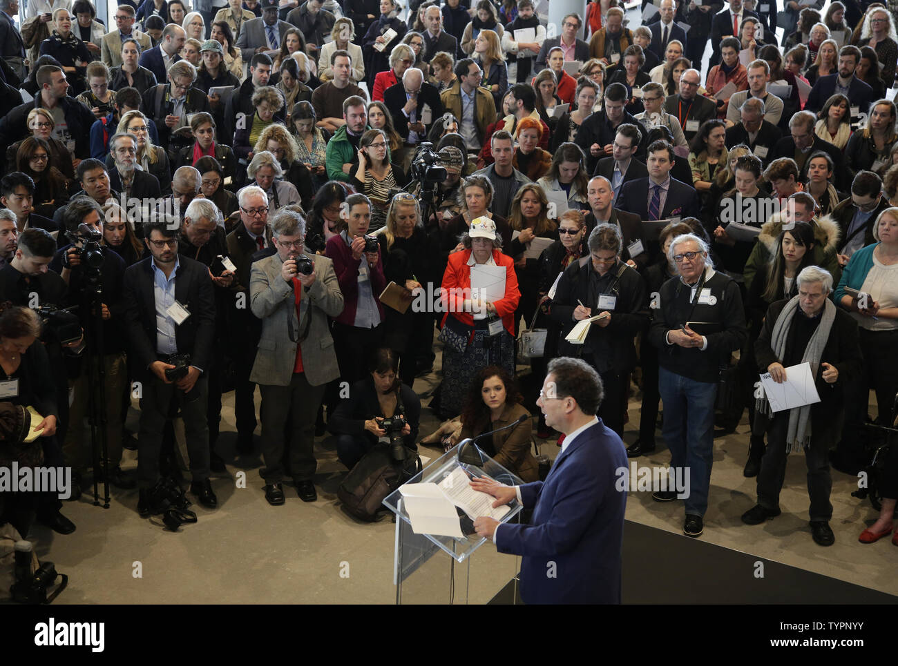 Museum Director Adam D. Weinberg speaks at the press preview of the new ...