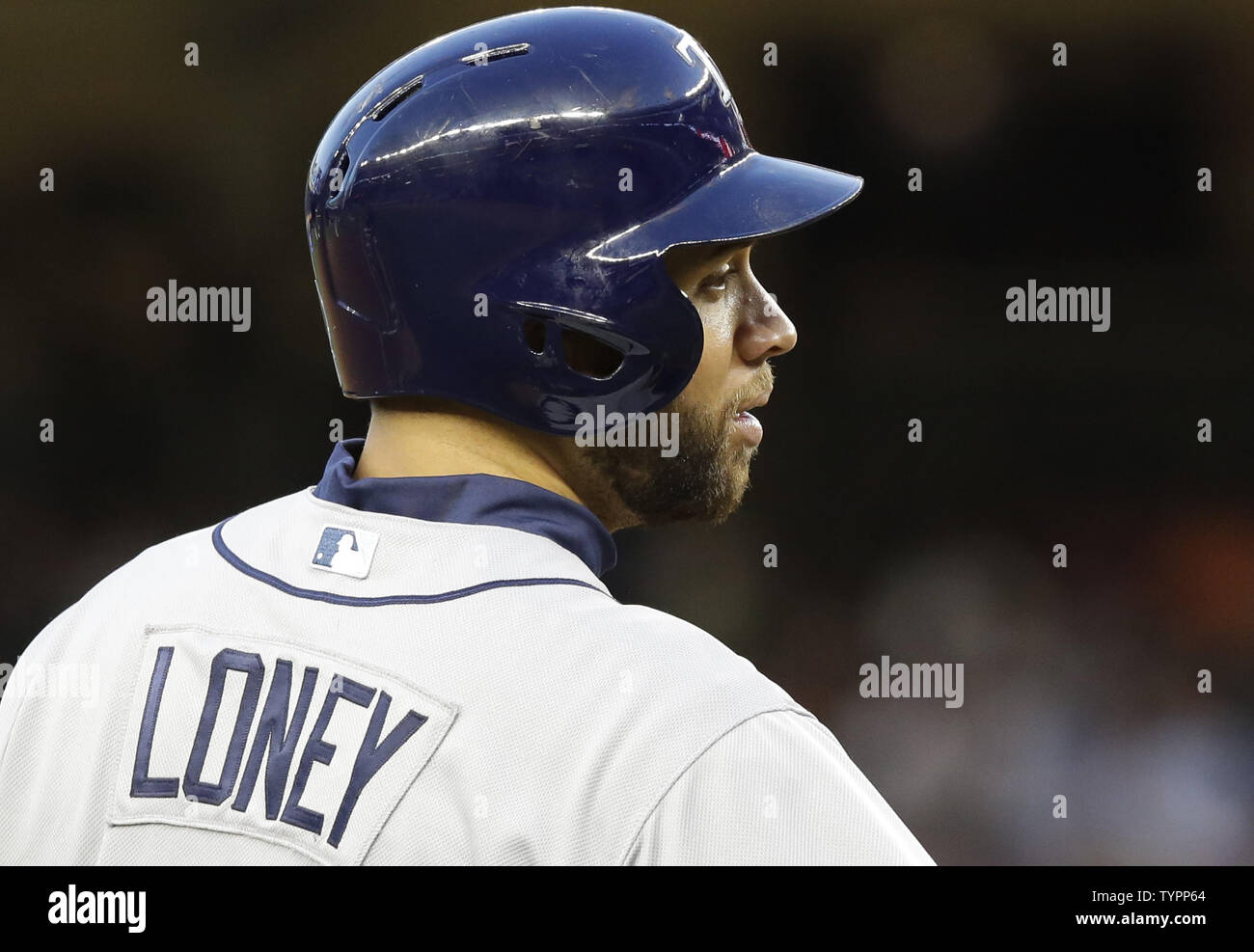 Tampa Bay Rays James Loney stands on third base in the 2nd inning ...
