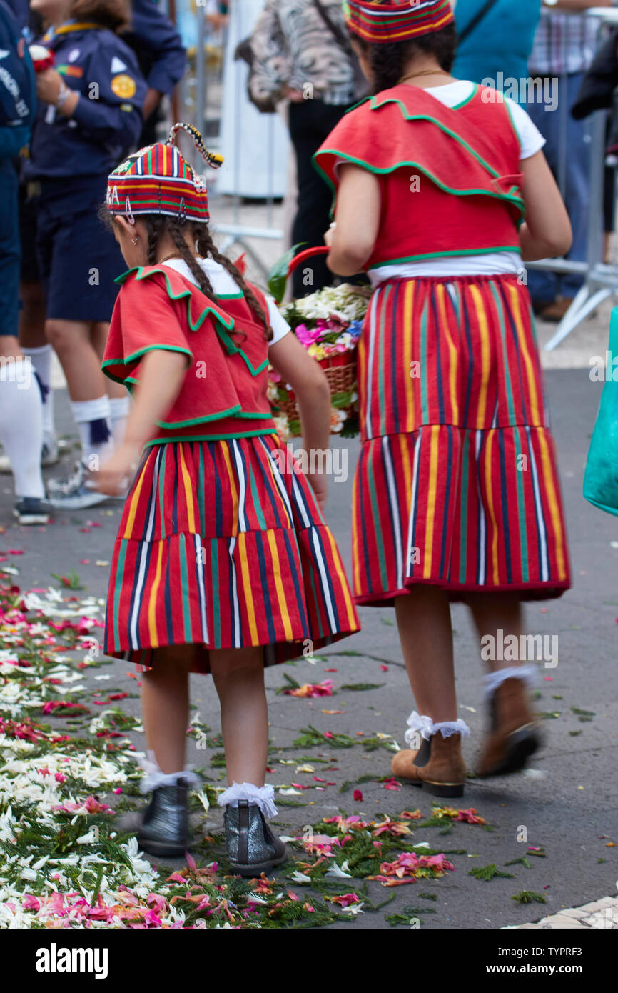 Corpus Christy religious festival in funchal, June 2019, with flowers ...