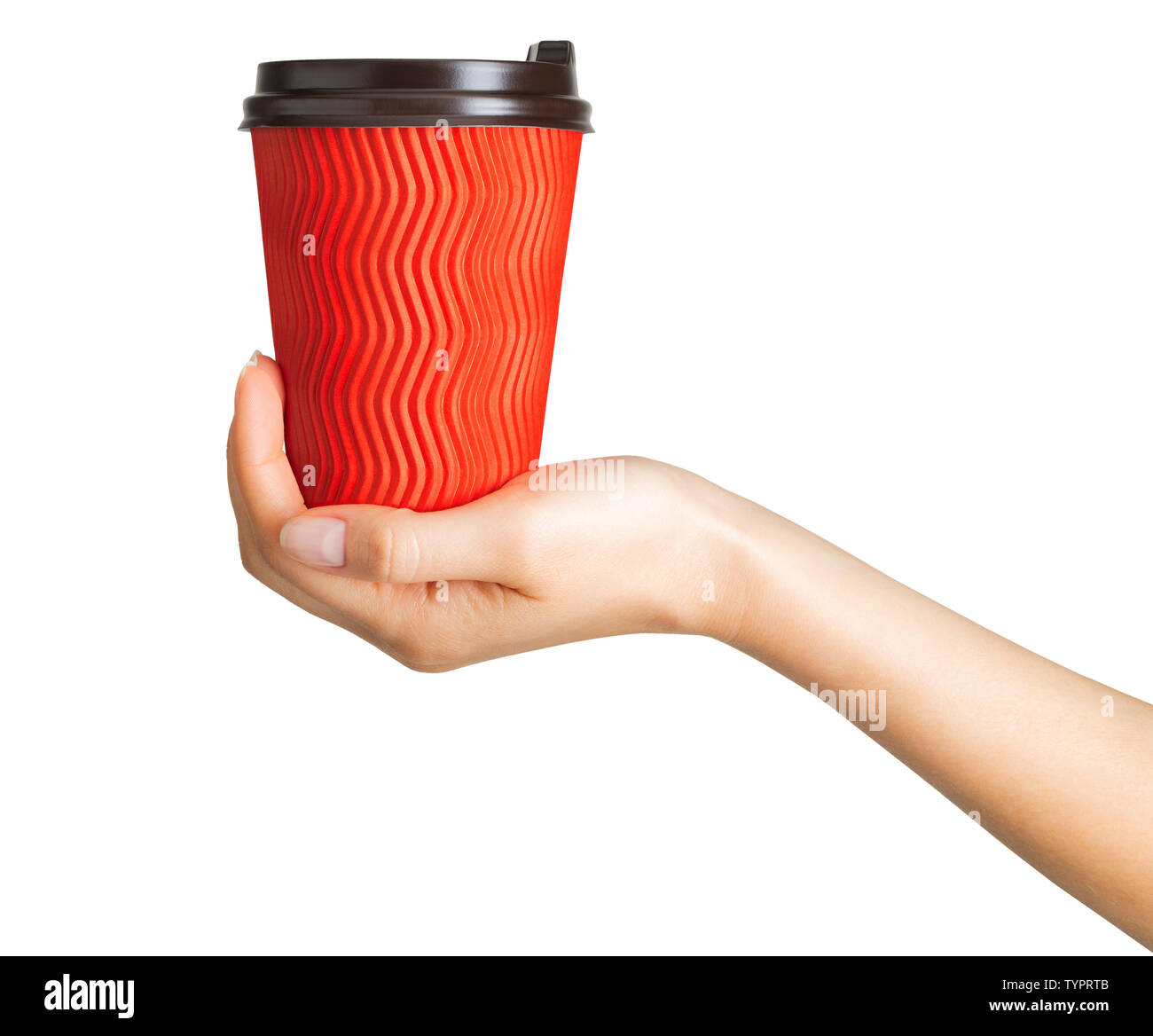 Woman hand holding coffee paper drinking cup Stock Photo - Alamy