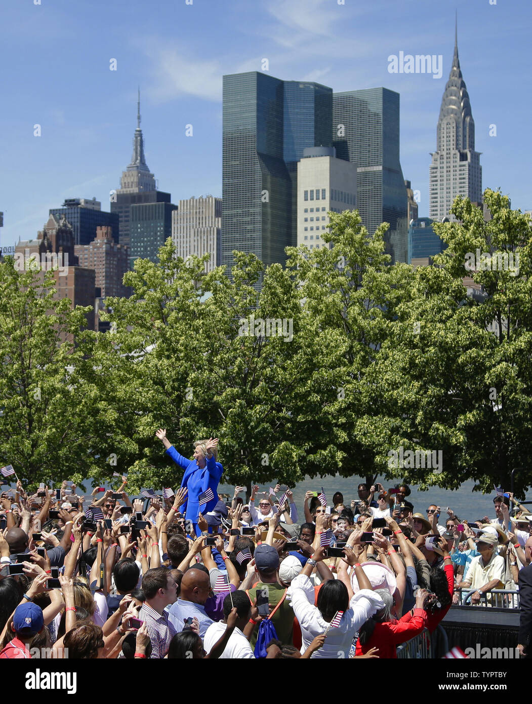 Hillary Rodham Clinton arrives to deliver a formal campaign kickoff ...